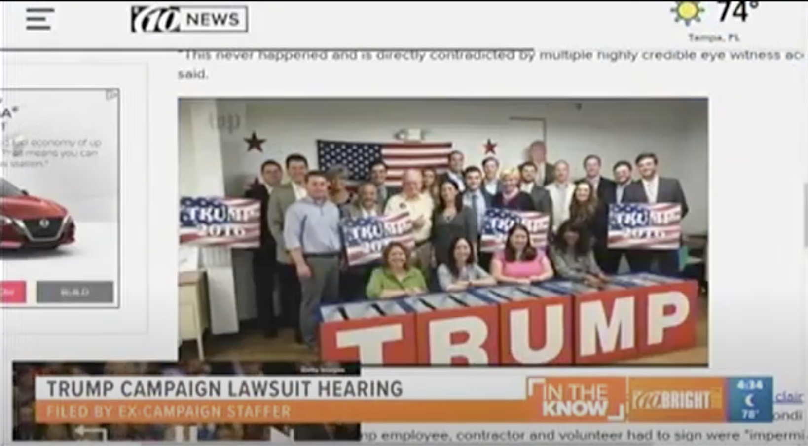 Lawsuit Filed By A Former Trump Campaign Staffer Against The President